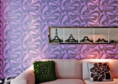 China Modern Wall Covering , Purple Geometric Removable Wallpaper For Bedding Room for sale