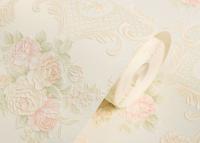 China Beige Floral Pattern European Style Wallpaper / Non Woven Wallcovering 0.53*10m/ roll for sale