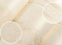 China Beige Damask Pattern Non Woven Wallpaper / Embossed Living Room Striped Wallpaper for sale