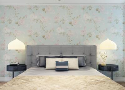 China Moisture Proof Country Floral Wallpaper / PVC Embossed Wall Covering For Living Room for sale