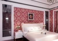 China Waterproof Vinyl Wall Covering / Red Home Decorating Wallpaper For Promotion, 0.53*10m for sale