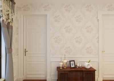 China Beige Floral Pattern Non Woven Wallcovering , Interior Decorating Wallpaper SGS CSA for sale
