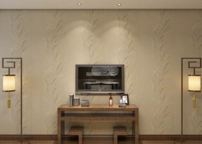 China 0.53*10M Washable Waterproof Vinyl Wallpaper Grey Color and Leaf Pattern for sale