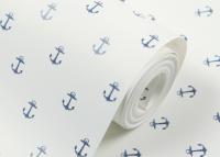 China Fresh Navy Style Non Woven Wallcovering For Boy’S Bedroom With Anchor Printing for sale