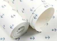 China Fresh Navy Style Non Woven Wallcovering For Boy’S Bedroom With Anchor Printing for sale