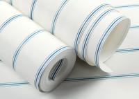 China White And Blue Living Room Striped Wallpaper Strippable , Mediterranean Style for sale