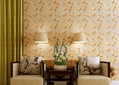 China Economic Beautify Leaves Modern Removable Wallpaper for Home Decoration , Pure Color for sale