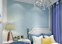China Blue Self Adhesive 3D Brick Effect Wallpaper Non Woven Materials , Pre - Pasted for sale
