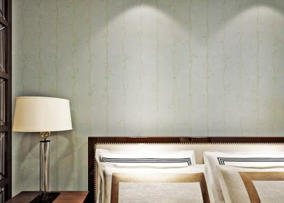 China Light Green Washable Vinyl Wallpaper With Peel And Stick Embossed Surface , Strippable Type for sale
