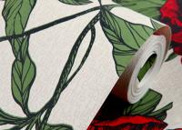China Red Non Woven Vintage Style Floral Wallpaper For Room Decoration , Eco - Friendly for sale