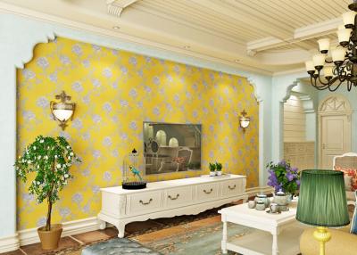 China Modern Yellow Color Non Woven Wallpaper Washable For Livingroom , Size Customized for sale