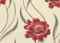 China Durable Floral Living Room Striped Wallpaper With Red Floral , Non Woven Materials for sale