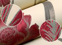 China Durable Floral Living Room Striped Wallpaper With Red Floral , Non Woven Materials for sale