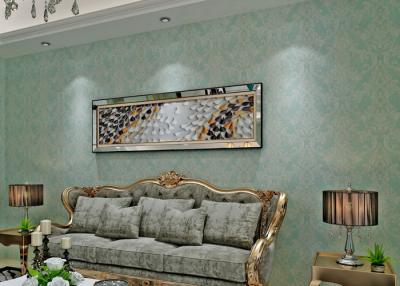 China 1.06*10m Water Proof Living Room Wallpaper / Interior Decorating Wallpaper , Green Color for sale