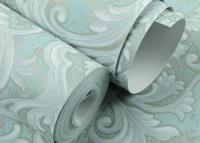 China 1.06*10m Water Proof Living Room Wallpaper / Interior Decorating Wallpaper , Green Color for sale