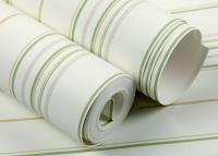 China Green Modern Striped Floral Wallpaper For Girl’S Room , Smooth Surface Paper for sale