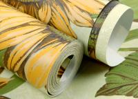 China Sunflower Pattern Living Room Modern Wallpaper With Embossed Surface , Golden Color for sale