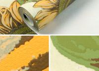 China Sunflower Pattern Living Room Modern Wallpaper With Embossed Surface , Golden Color for sale