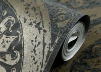 China Waterproof Circle Retro Vintage Wallcovering / 0.53*10M Black Bedroom Wallpaper for sale