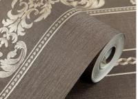 China Brown European Style Wallpaper PVC Embossed Floral Home Decorative Wallcovering for sale