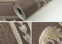 China Brown European Style Wallpaper PVC Embossed Floral Home Decorative Wallcovering for sale