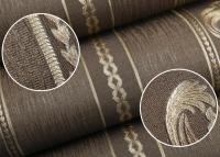 China Brown European Style Wallpaper PVC Embossed Floral Home Decorative Wallcovering for sale