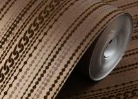China Brown Sound Absorbing Contemporary Wall Paper with Stripes Pattern , Flocking Surface Treatment for sale