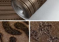 China Brown Sound Absorbing Contemporary Wall Paper with Stripes Pattern , Flocking Surface Treatment for sale