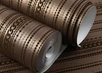 China Brown Sound Absorbing Contemporary Wall Paper with Stripes Pattern , Flocking Surface Treatment for sale