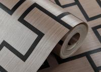 China Embossed 3D Home Wallpaper / Modern Vinyl Wallpaper with Coffee Geometric Lattice Pattern for sale