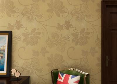 China Beige Floral Contemporary Wall Coverings for TV Background , Modern Office Wallpaper for sale