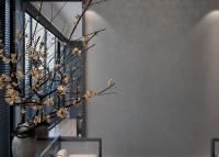 China Removable Vinyl Contemporary Wall Coverings with Grey Leaf Pattern For Study Room for sale