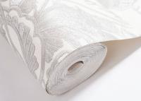 China Ivory White Embossed Floral Pattern Wallpaper / Wall Coverings For Shop Walls for sale