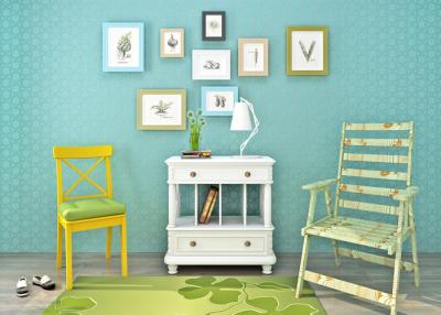 China Cadmium Green 3D Home Wallpaper / Childrens Bedroom Wallpaper with Simple Style for sale