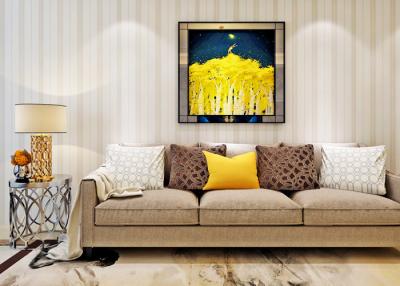 China Beige Non Woven Home Wallpaper Modern Wallcovering For Living Room , Stripes Pattern for sale
