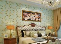 China Green Leaf Pattern Contemporary Wall Coverings Soundproof For Children Study Room for sale