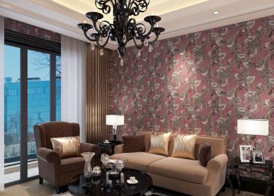 China Waterproof Vintage Floral Pattern Wallpaper With Embossed Surface Treatment , OEM Accepted for sale