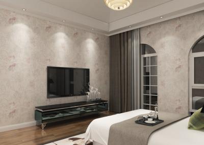 China Floral Pattern 3D Home Wallpaper Vintage Wallcovering with Light Pink Color , 0.53*10m/ roll for sale