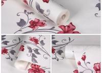 China Red Flower Self Adhesive Wallpaper / Chinese Style Wallpaper For Home Interiors for sale