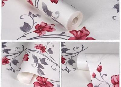China Red Flower Self Adhesive Wallpaper / Chinese Style Wallpaper For Home Interiors for sale