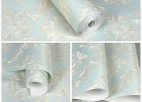 China OEM Non Woven Blue Floral Wallpaper / Embossed Wall Covering For Room Decor for sale