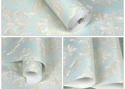 China OEM Non Woven Blue Floral Wallpaper / Embossed Wall Covering For Room Decor for sale