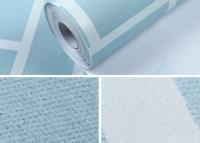 China Blue Pre - Pasted Self Adhesive Wall Covering Non Woven / 3D Brick Wallpaper , CE Standard for sale