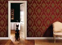 China 0.53*10M Living Room PVC Removable Wall Coverings With Red And Gold Color , ISO SGS for sale
