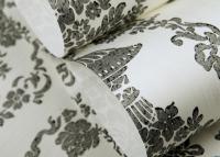 China Black / White Retro 3D Vintage Asian Inspired Wallpaper / Yarn Wallcovering for sale