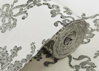 China Black / White Retro 3D Vintage Asian Inspired Wallpaper / Yarn Wallcovering for sale