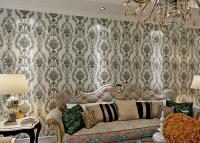 China Black / White Retro 3D Vintage Asian Inspired Wallpaper / Yarn Wallcovering for sale