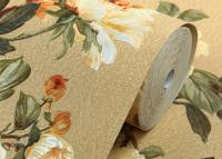 China Removable Strippable Country Style Wallpaper , Deep Embossed PVC Flower Wall Covering for sale