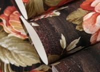 China Flora Washable Vinyl Wallpaper / PVC Wall Covering Country Style For Bedroom , Deep Embossed for sale