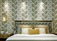 China 0.53*10m Velvet Textured Wallpaper , White And Green Velvet Wallpaper For Home Decoration for sale